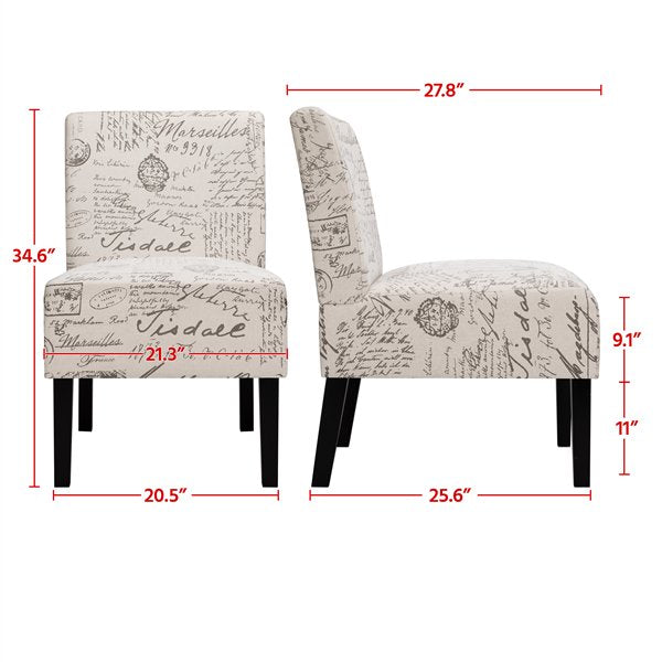 Upholstered Accent Chair With Newspaper Writing Design – Nijimaya