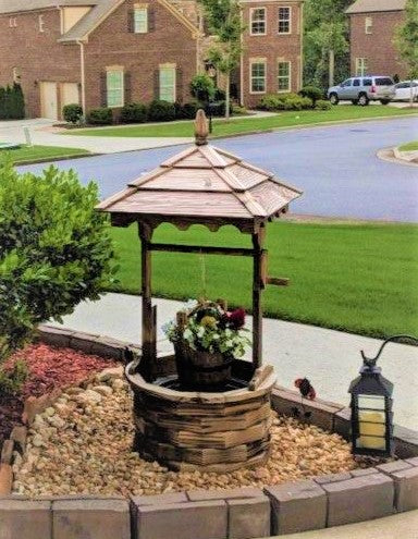 Small Wishing Well Outdoor Fountains Garden Rustic Wishing Well Wooden
